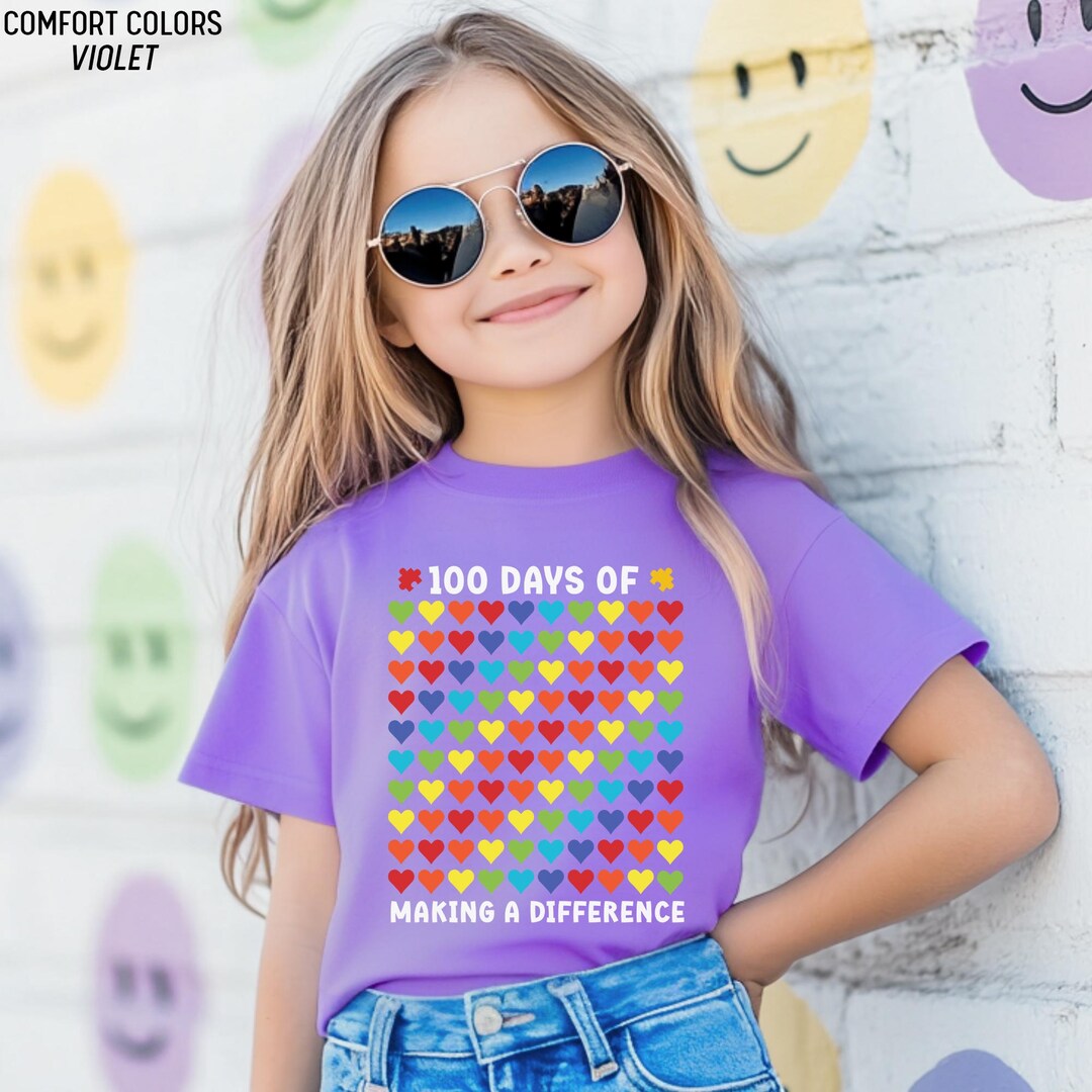 100 Days of Making a Difference Shirt, Heart Pattern 100th Day of ...