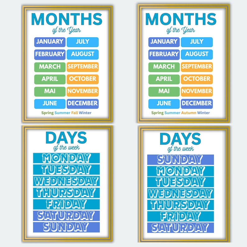 Educational Posters for Kids, Alphabet, Numbers, Shapes, Elements ...