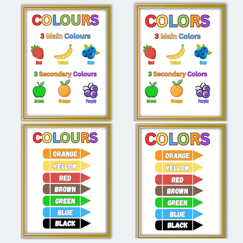 Educational Posters for Kids, Alphabet, Numbers, Shapes, Elements ...