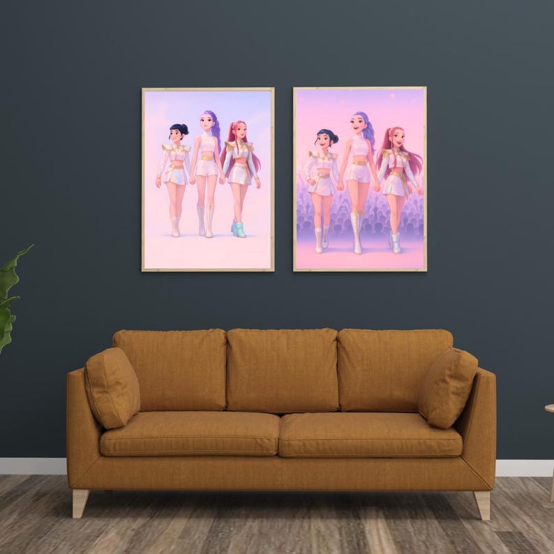 Kpop Demon Hunters Fan Poster Set | Huntrix Pastel Wall Art | Digital ...