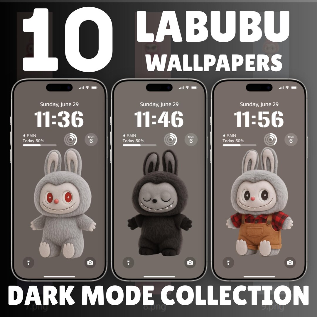 Dark Mode Delight: 10 Labubu Wallpapers + Bonus Collectibles! Limited ...