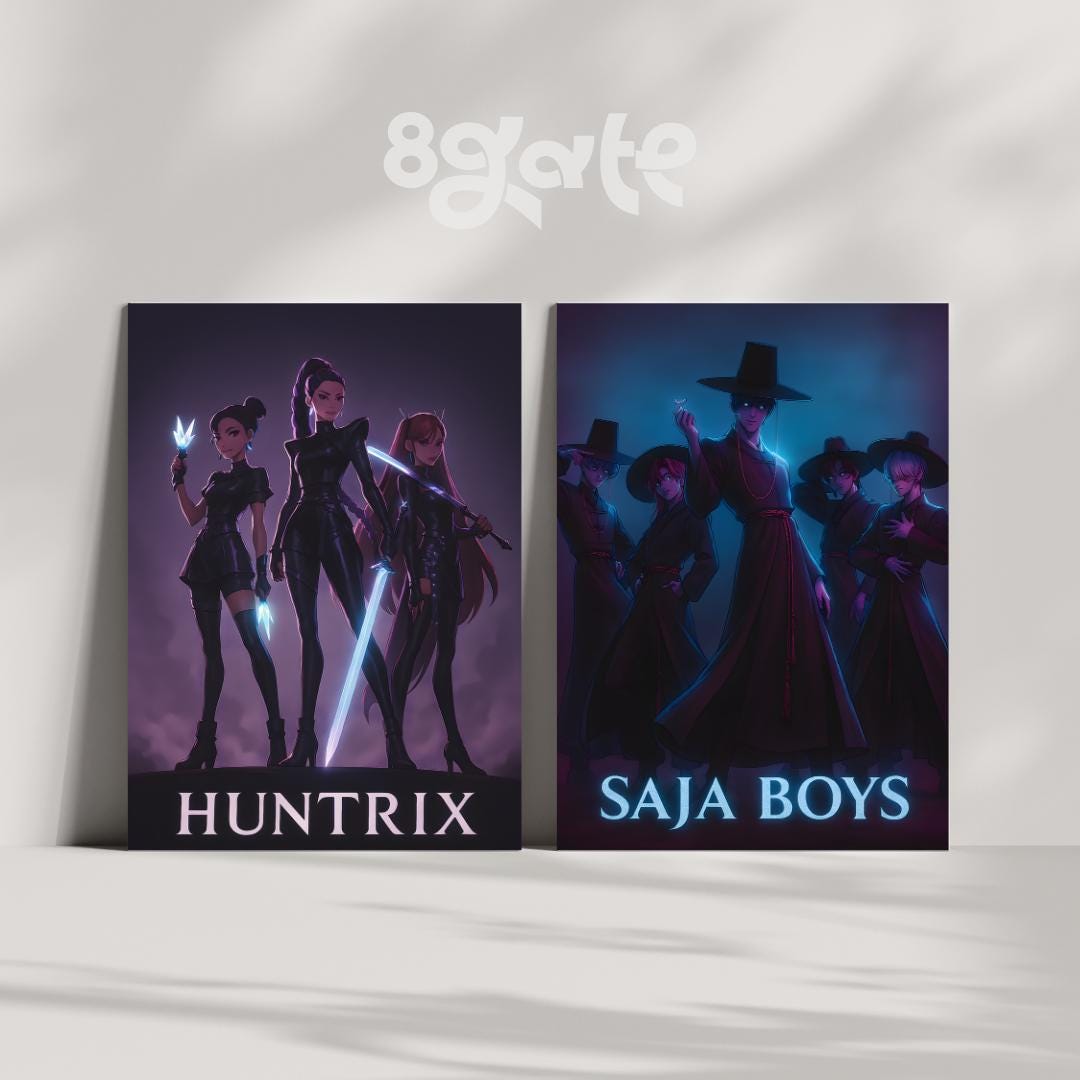 Kpop Demon Hunters Poster Set | Huntrix & Saja Boys Dark Fantasy Art ...