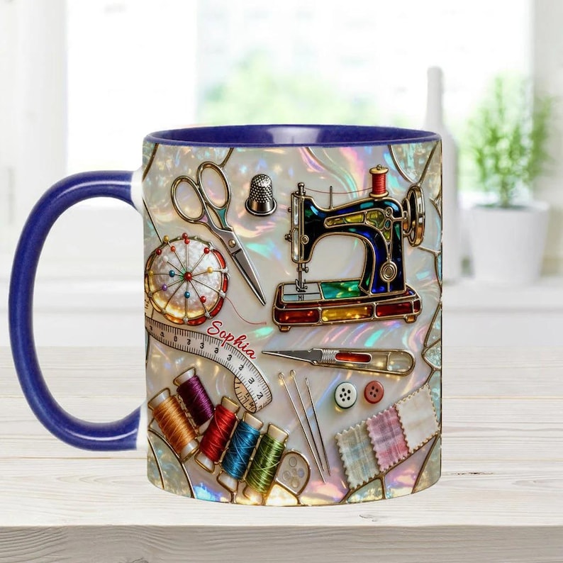 Personalized Sewing Accent Mug, Sewing Stuff Accessories Ceramic Cup ...