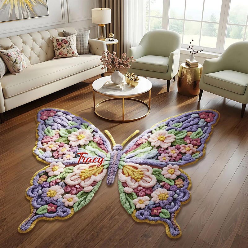 Butterfly Tufted Rug - Etsy