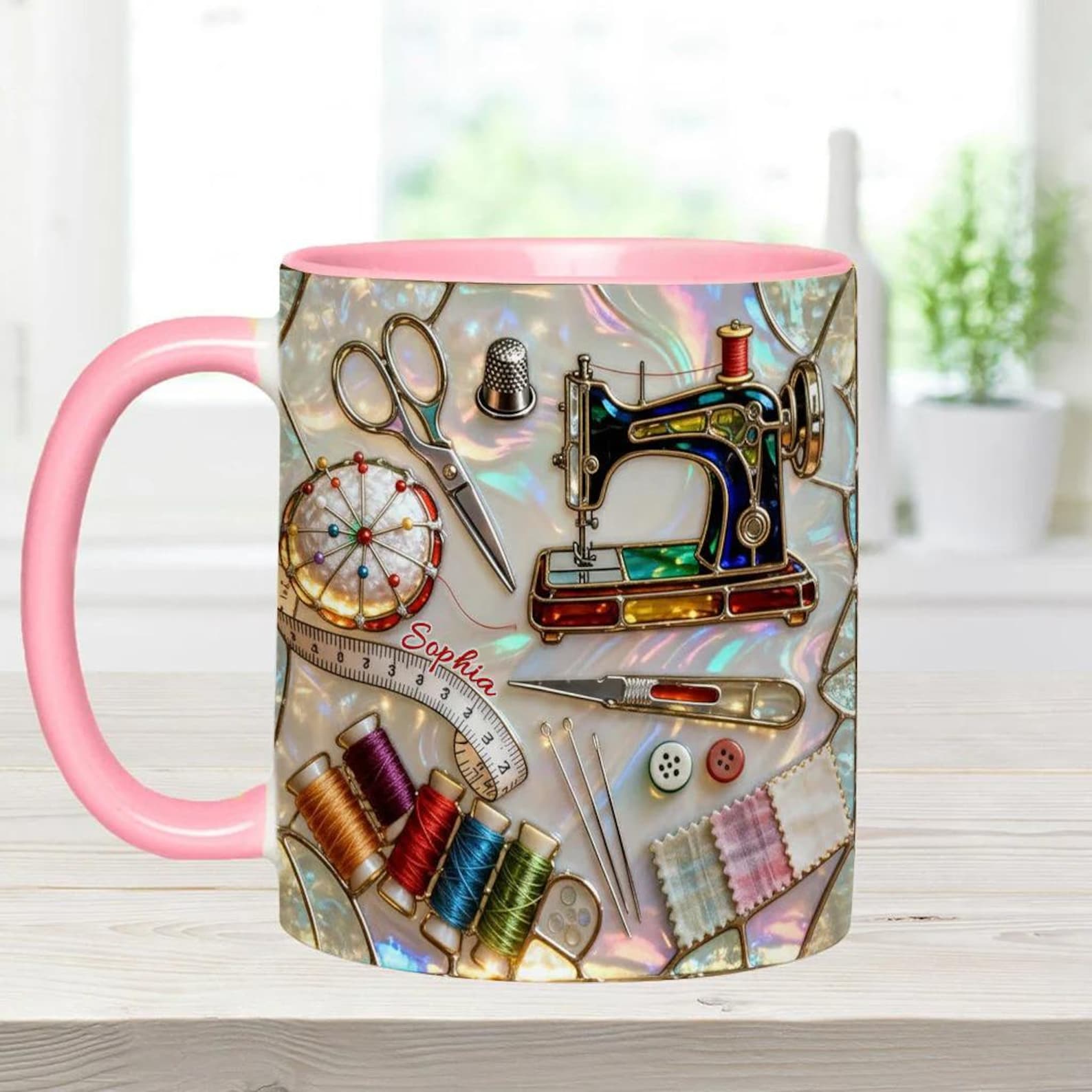 Personalized Sewing Accent Mug, Sewing Stuff Accessories Ceramic Cup ...