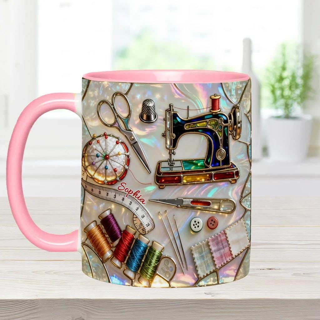 Personalized Sewing Accent Mug, Sewing Stuff Accessories Ceramic Cup ...