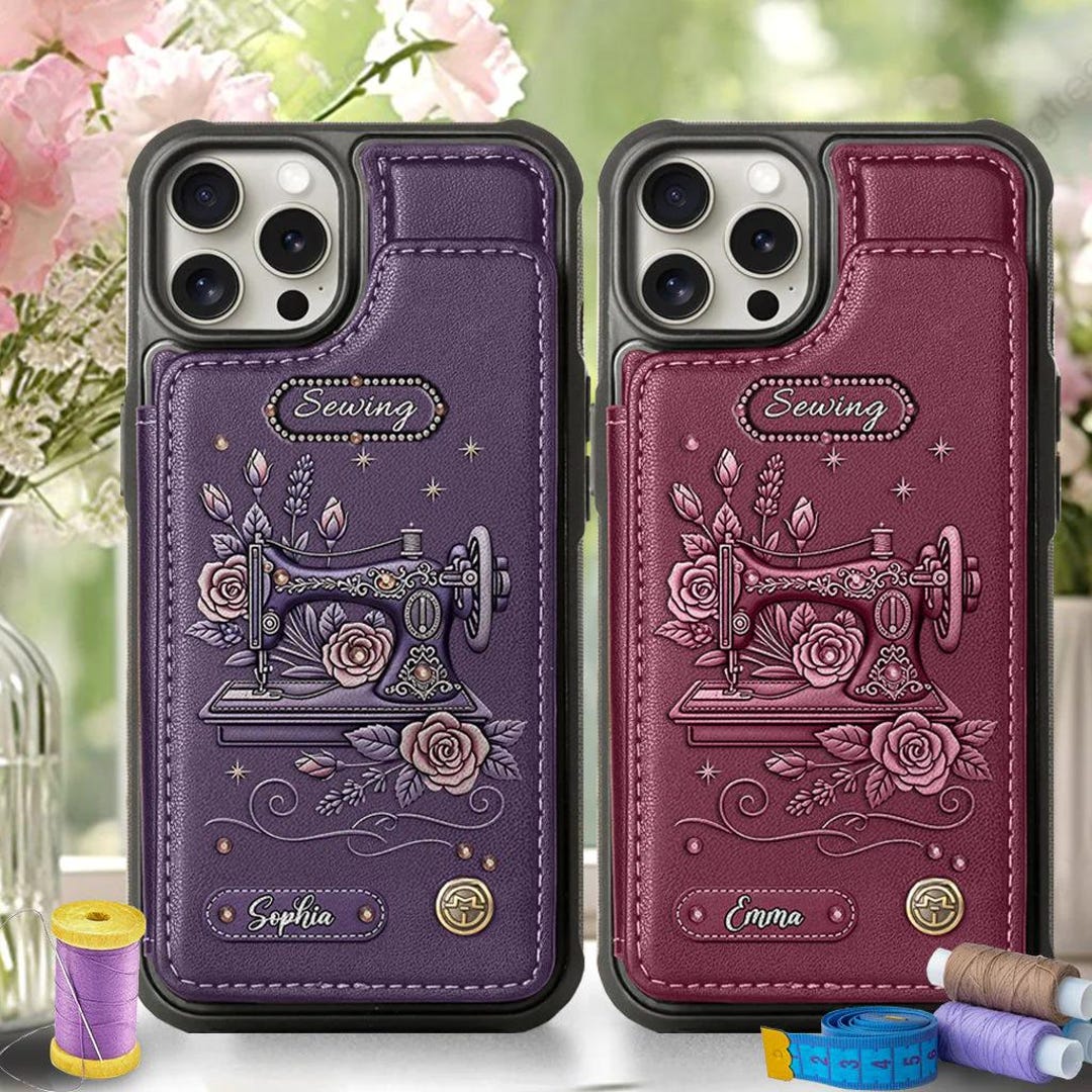 Elegant Sewing Machine Personalized Wallet Phone Case With Card Slots ...