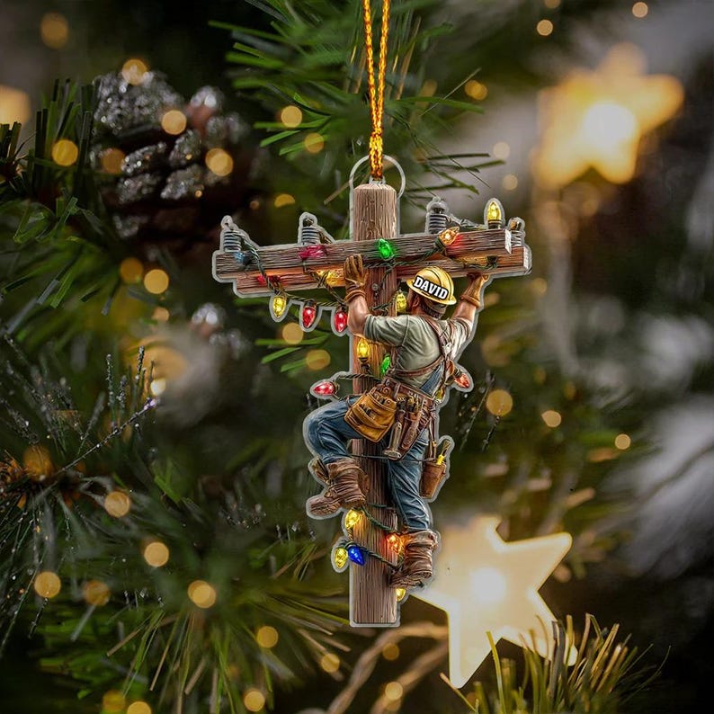 Keeping the Lights on Personalized Lineman Flat Ornament, Linemen ...
