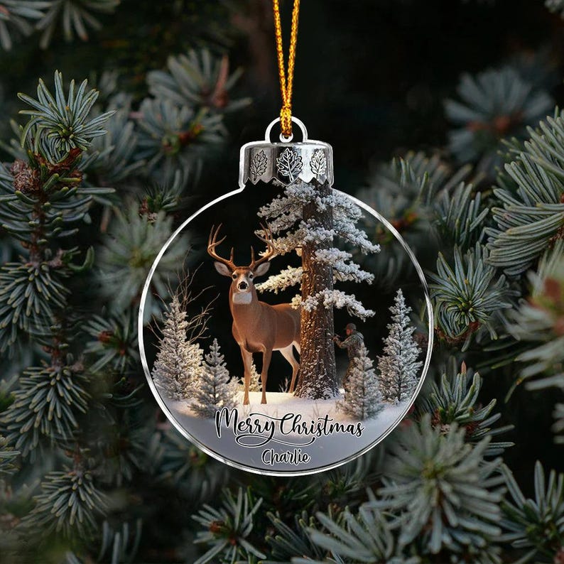 Personalized Deer Hunting Flat Ornament, Wild Animal Hunter Ornament ...