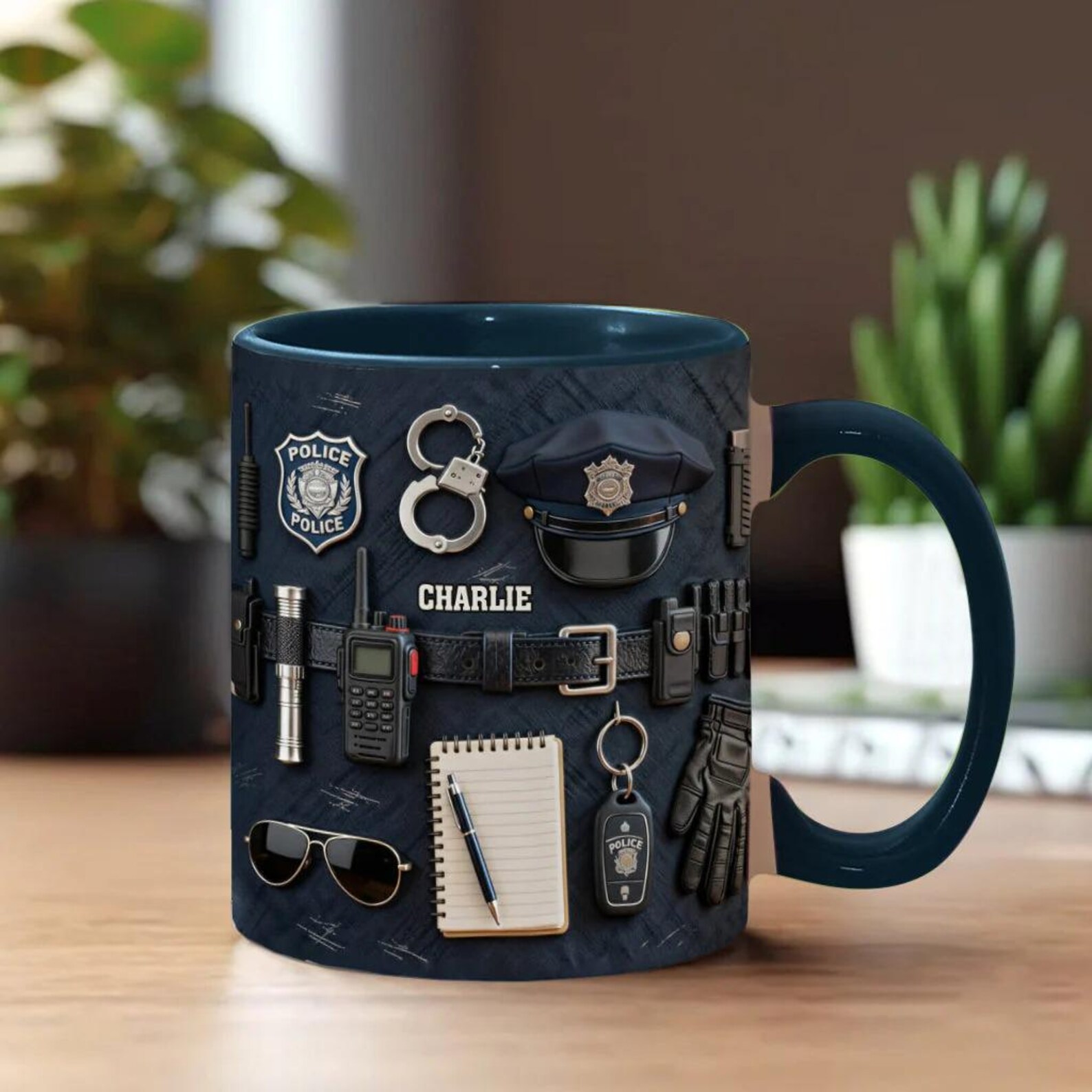 Personalized Police Bulletproof Vest 2D Accent Mug, Police Officer ...