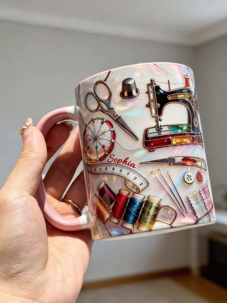 Personalized Sewing Accent Mug, Sewing Stuff Accessories Ceramic Cup ...