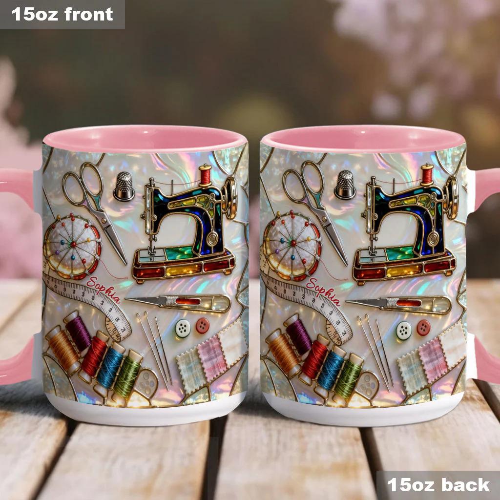 Personalized Sewing Accent Mug, Sewing Stuff Accessories Ceramic Cup ...