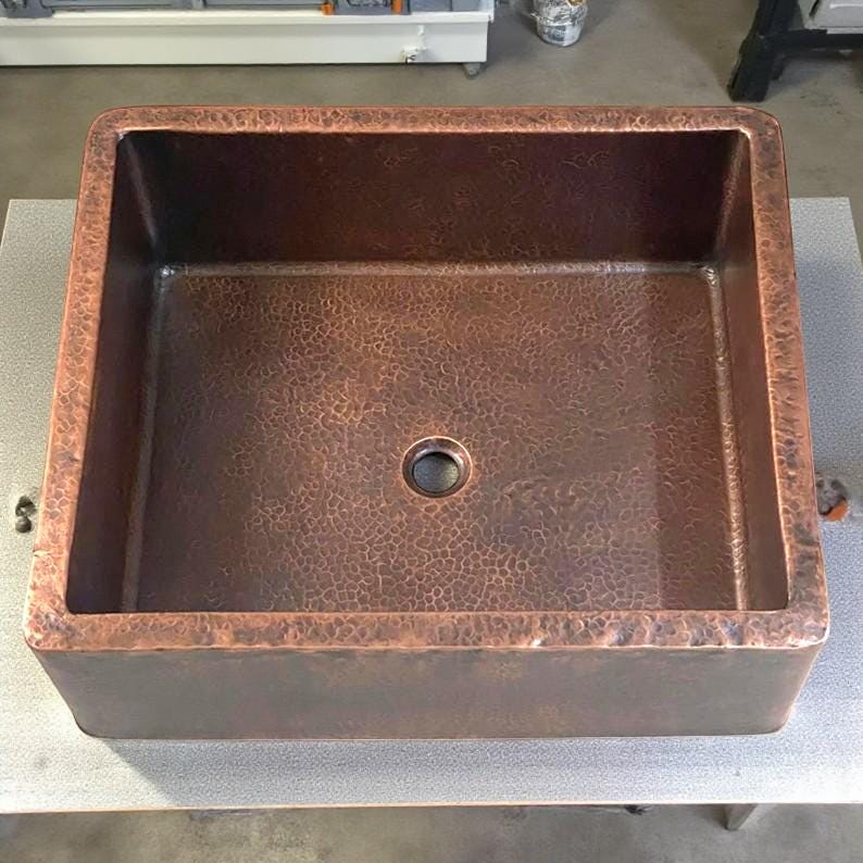 Handmade Copper Farmhouse Sink: Retro Patina Finish, Rustic Kitchen ...