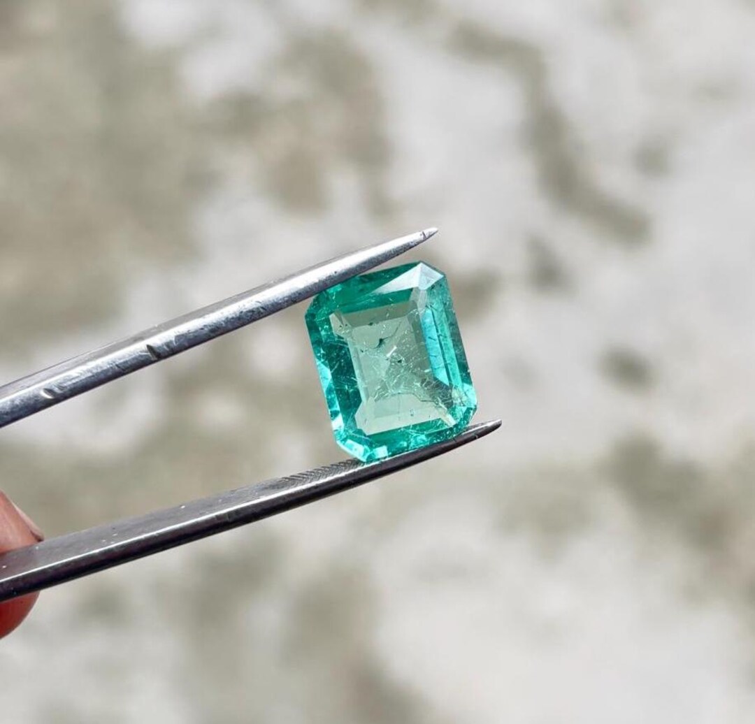 Lab Grown Zambian Emerald Gemstone: AAA Octa Cushion Cut 9x12mm - Etsy