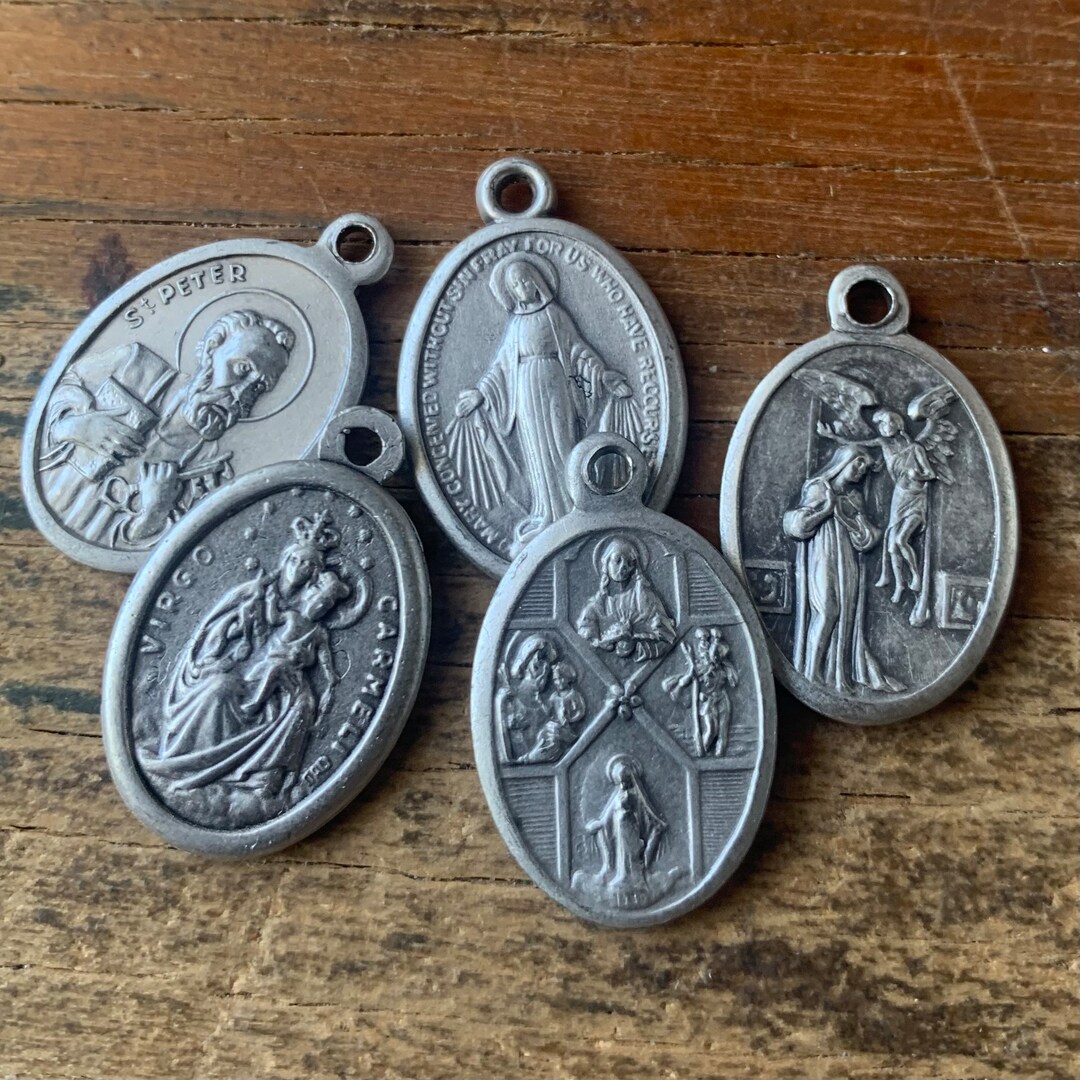 Catholic Religious Medals Lot of 5 Pewter Made in Italy - Etsy