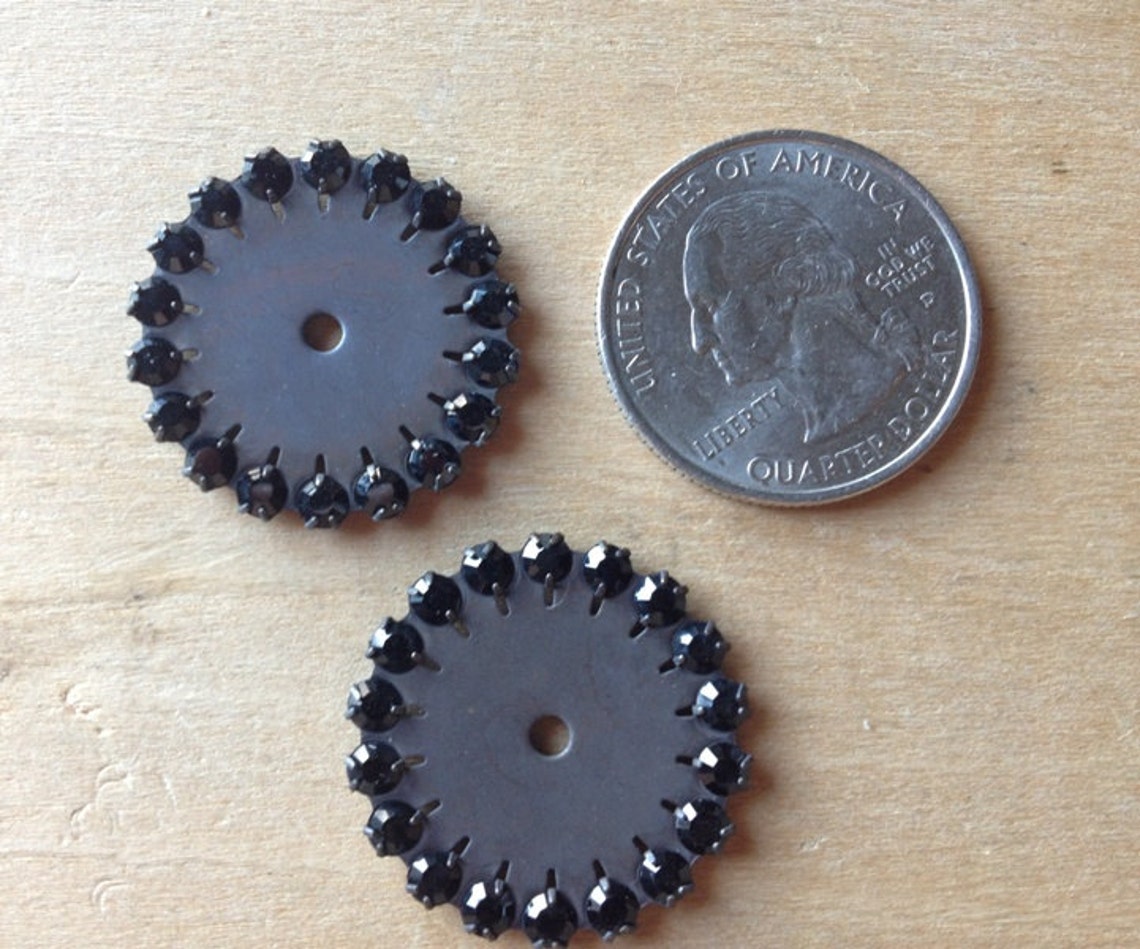 Vintage Rhinestone Jet Swarovski Circle Gear Flower Cog Lot of | Etsy