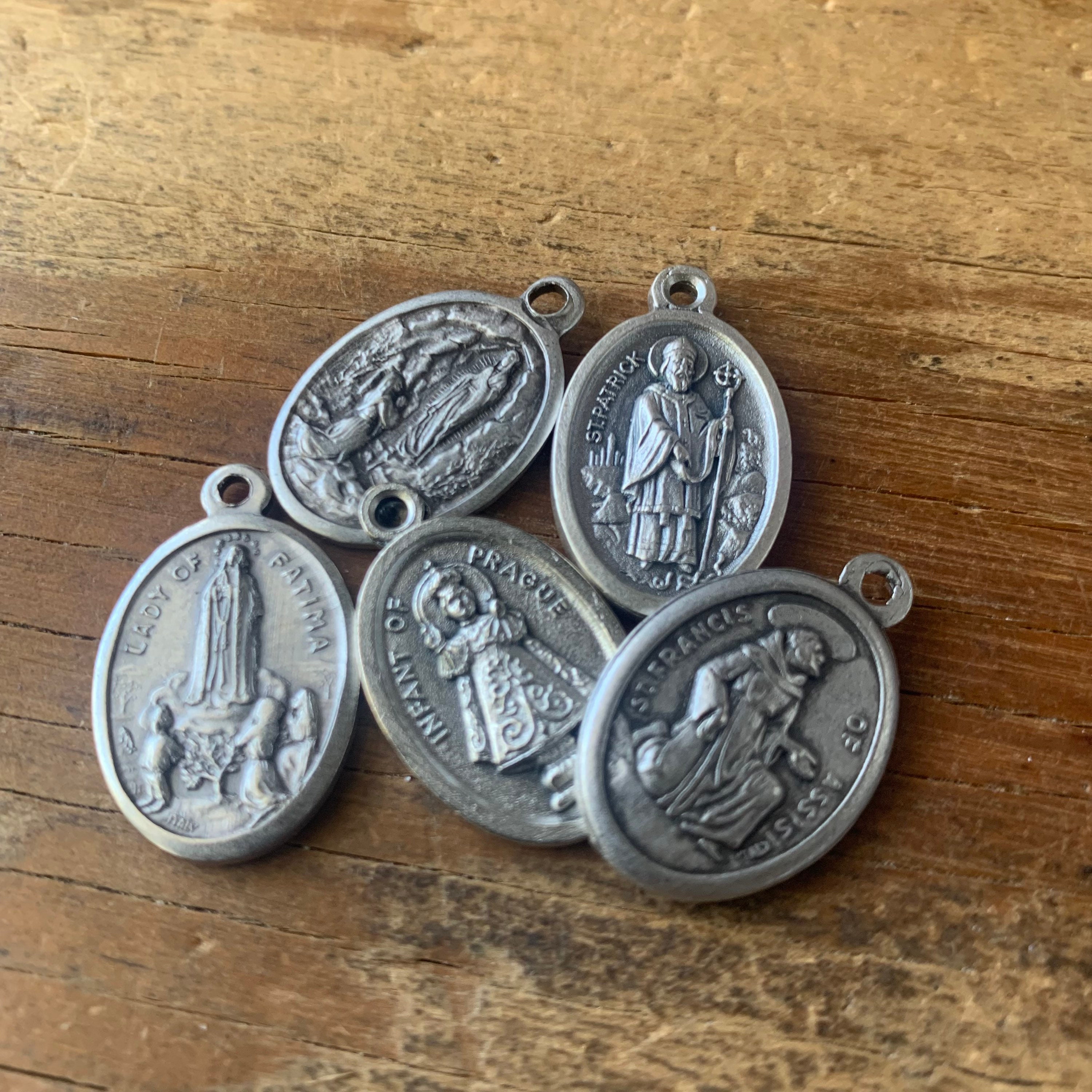 Catholic Religious Medals Lot of 5 Pewter Made in Italy Saint - Etsy