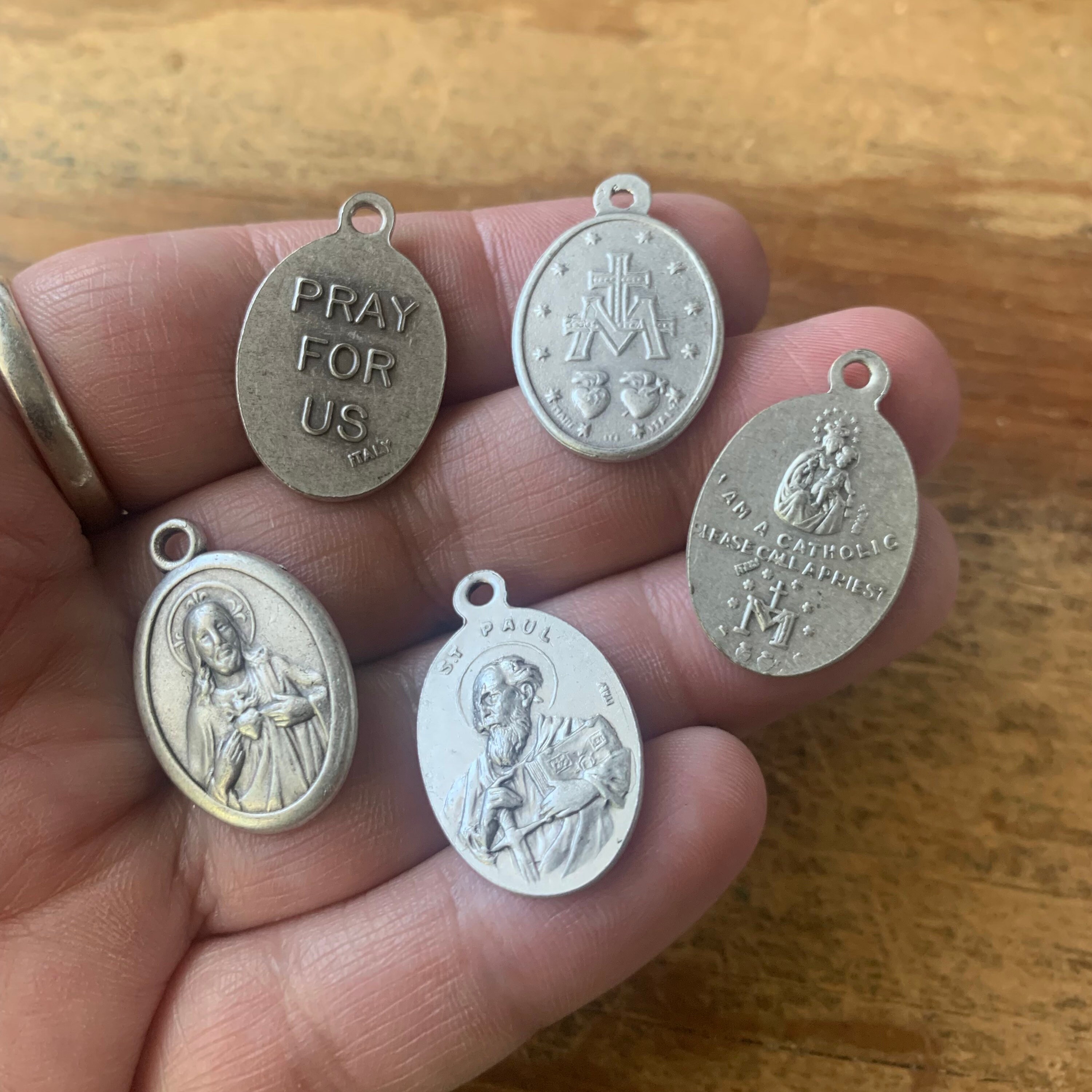 Catholic Religious Medals Lot of 5 Pewter Made in Italy - Etsy