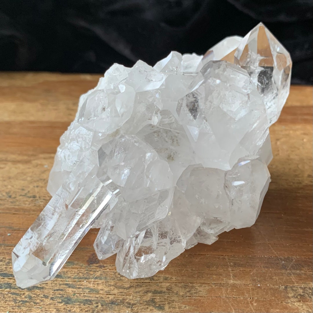 Clear Quartz Cluster: Silvery Inclusions, Rainbow Crystal (9.8oz) - Etsy