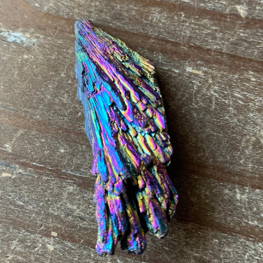 Rainbow Aura Black Kyanite Fan Small - Etsy