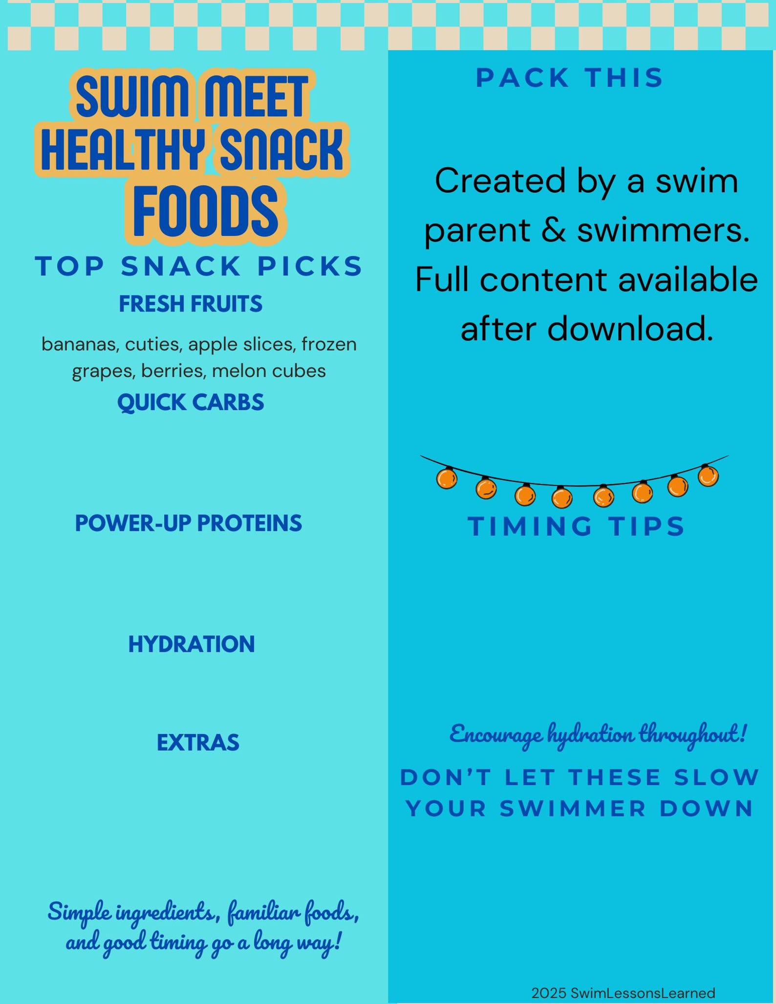 Healthy Swim Meet Snacks: Swim Day Nutrition Tips & Printable Guide - Etsy