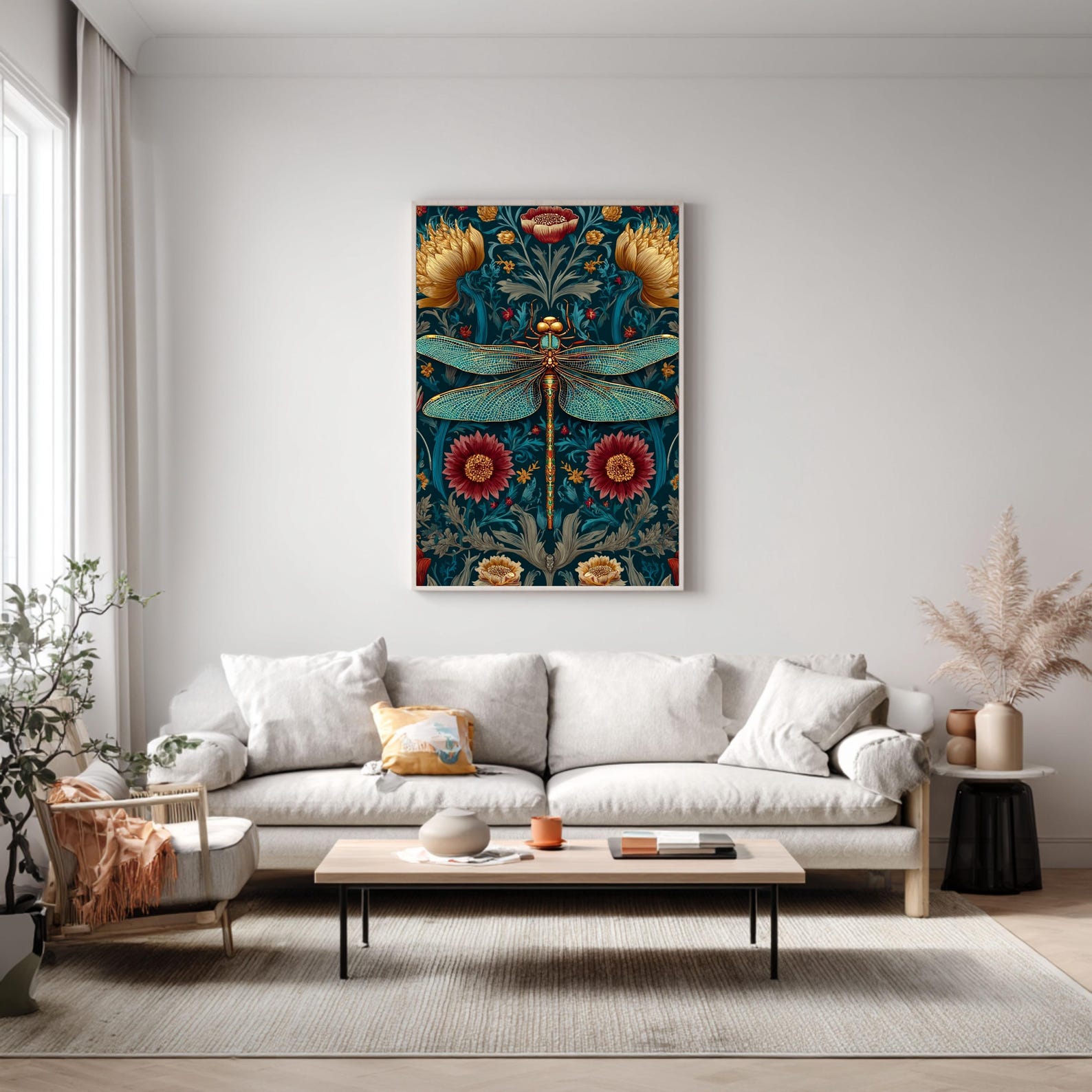 Dragonfly William Morris Style Canvas | Intricate Arts & Crafts ...