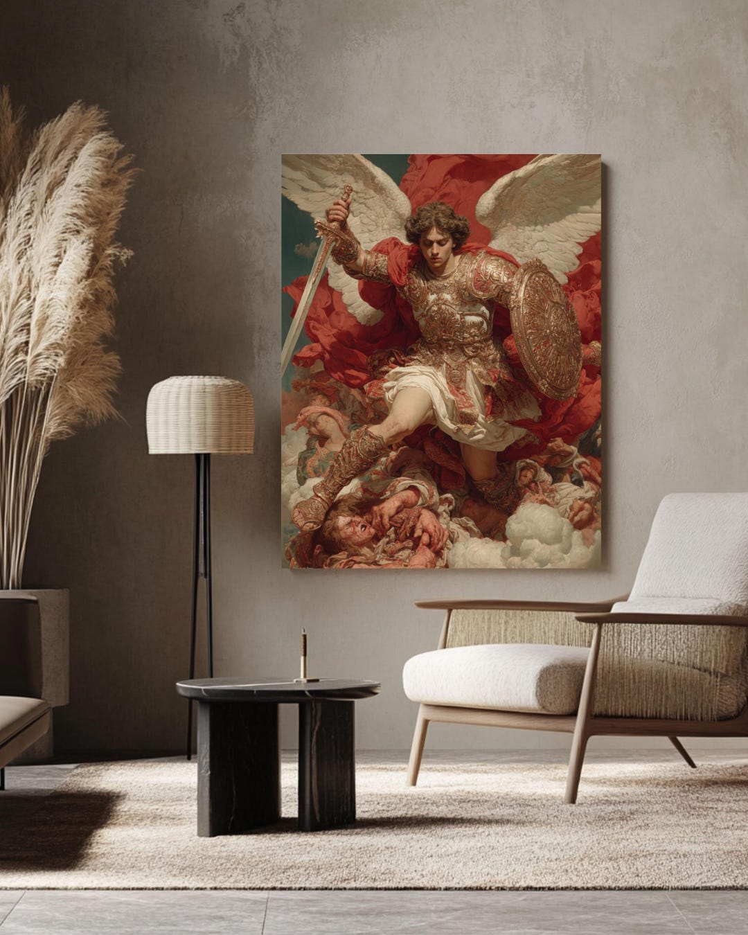 Archangel Michael Canvas Art: Baroque Oil Painting Style, Spiritual ...