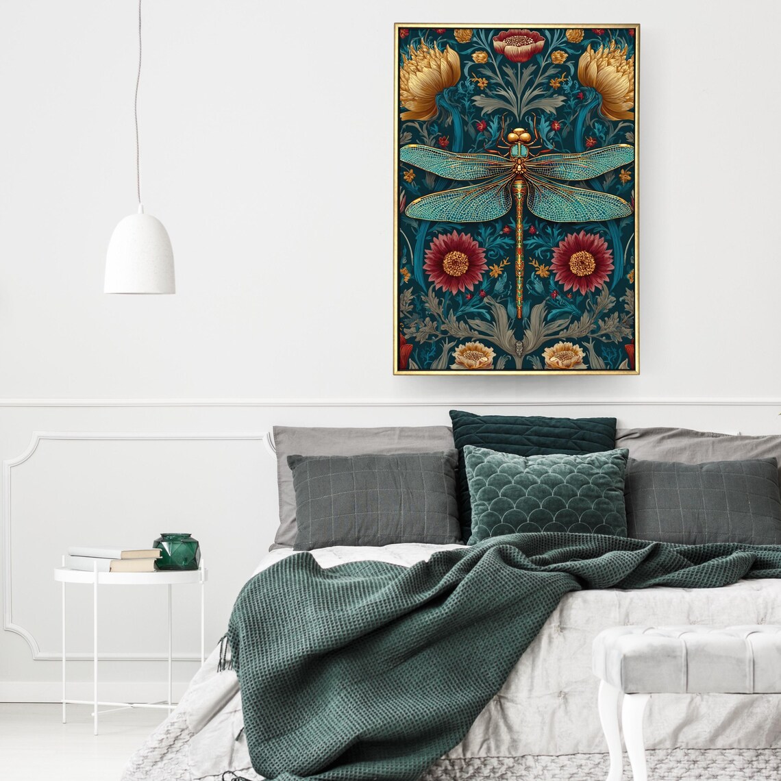 Dragonfly William Morris Style Canvas | Intricate Arts & Crafts ...