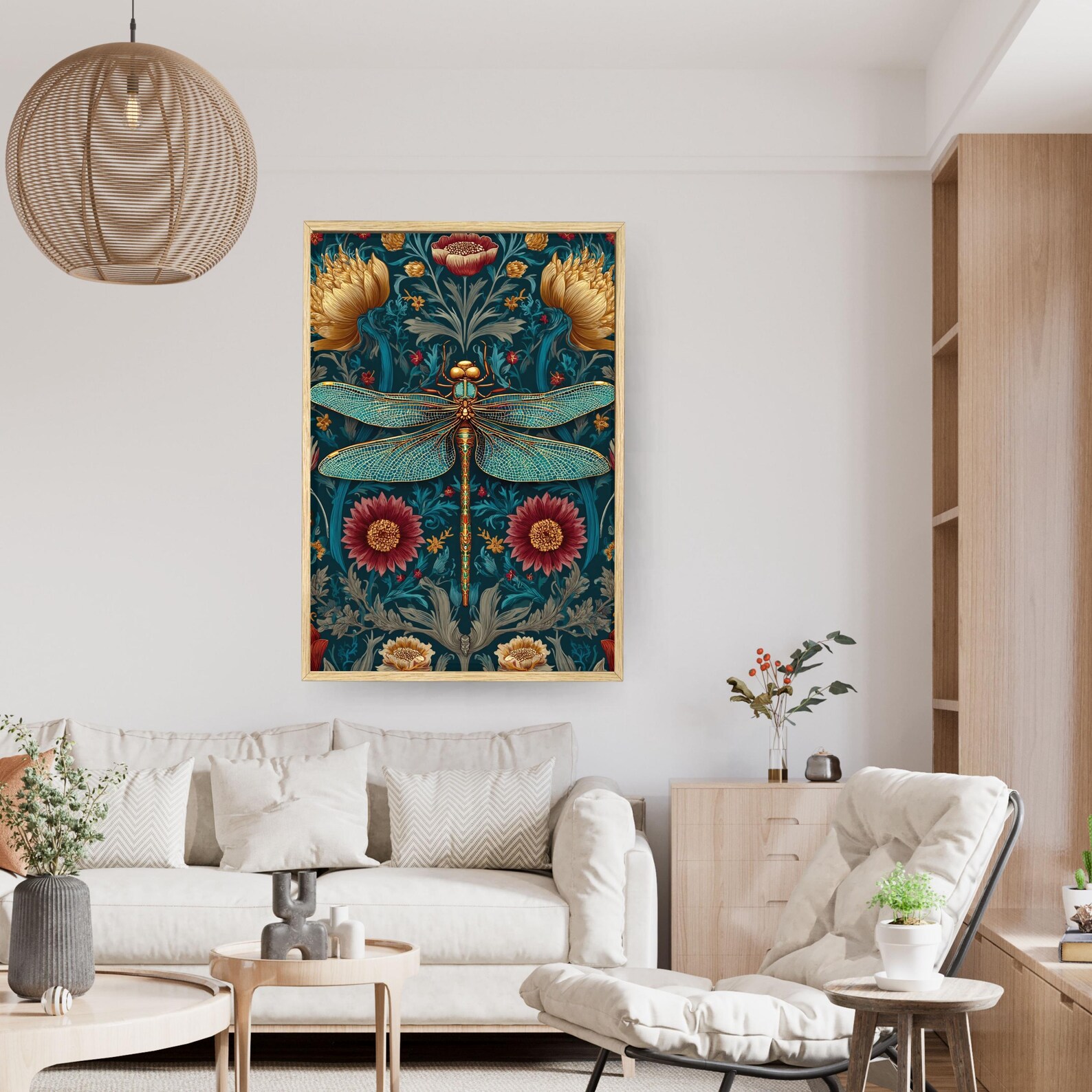Dragonfly William Morris Style Canvas | Intricate Arts & Crafts ...