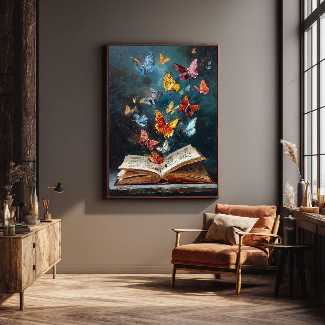 Butterfly Book Art Canvas, Colorful Butterflies Flying Out, Magical ...