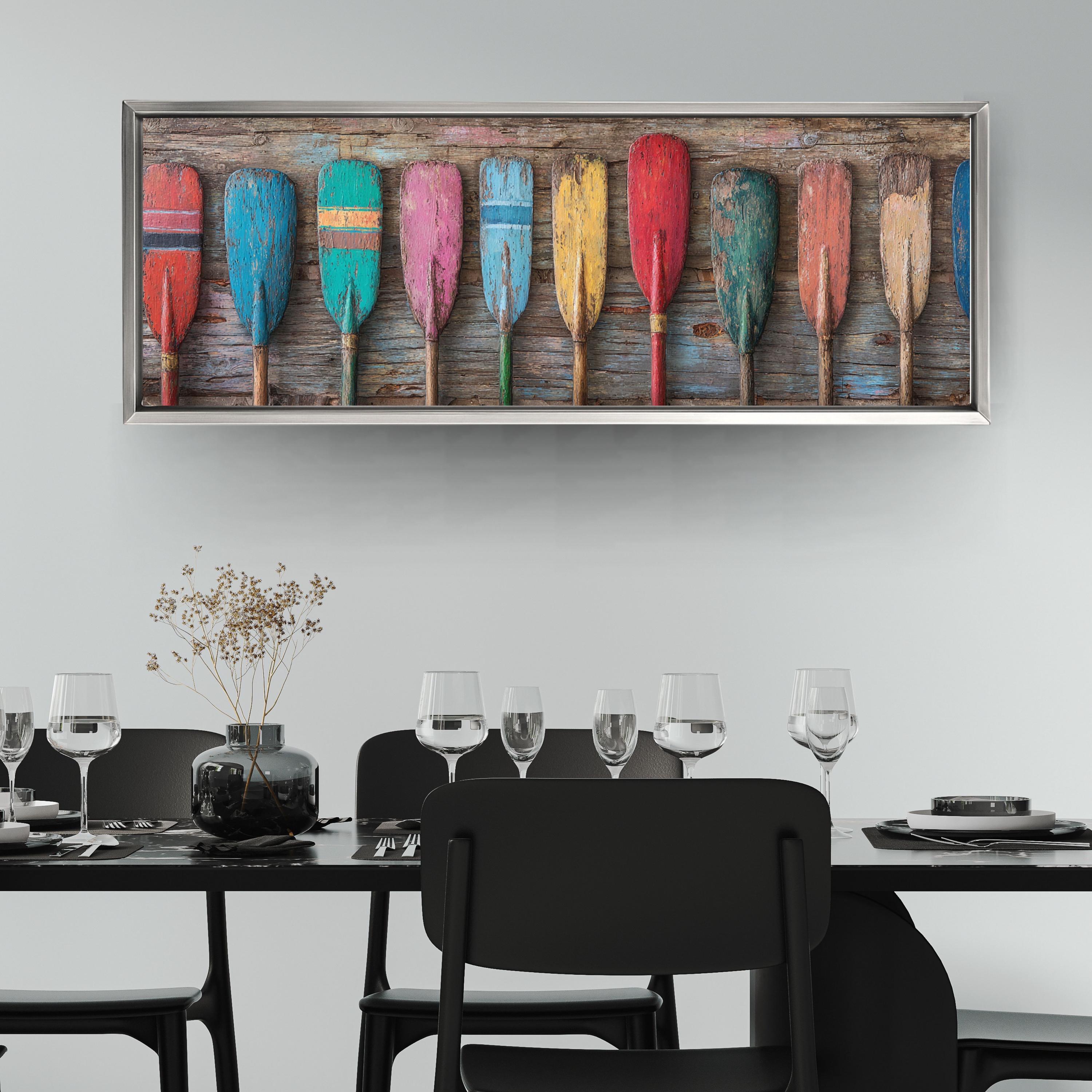 Colorful Rustic Oars Canvas Print, Distressed Nautical Wall Art, Cabin ...