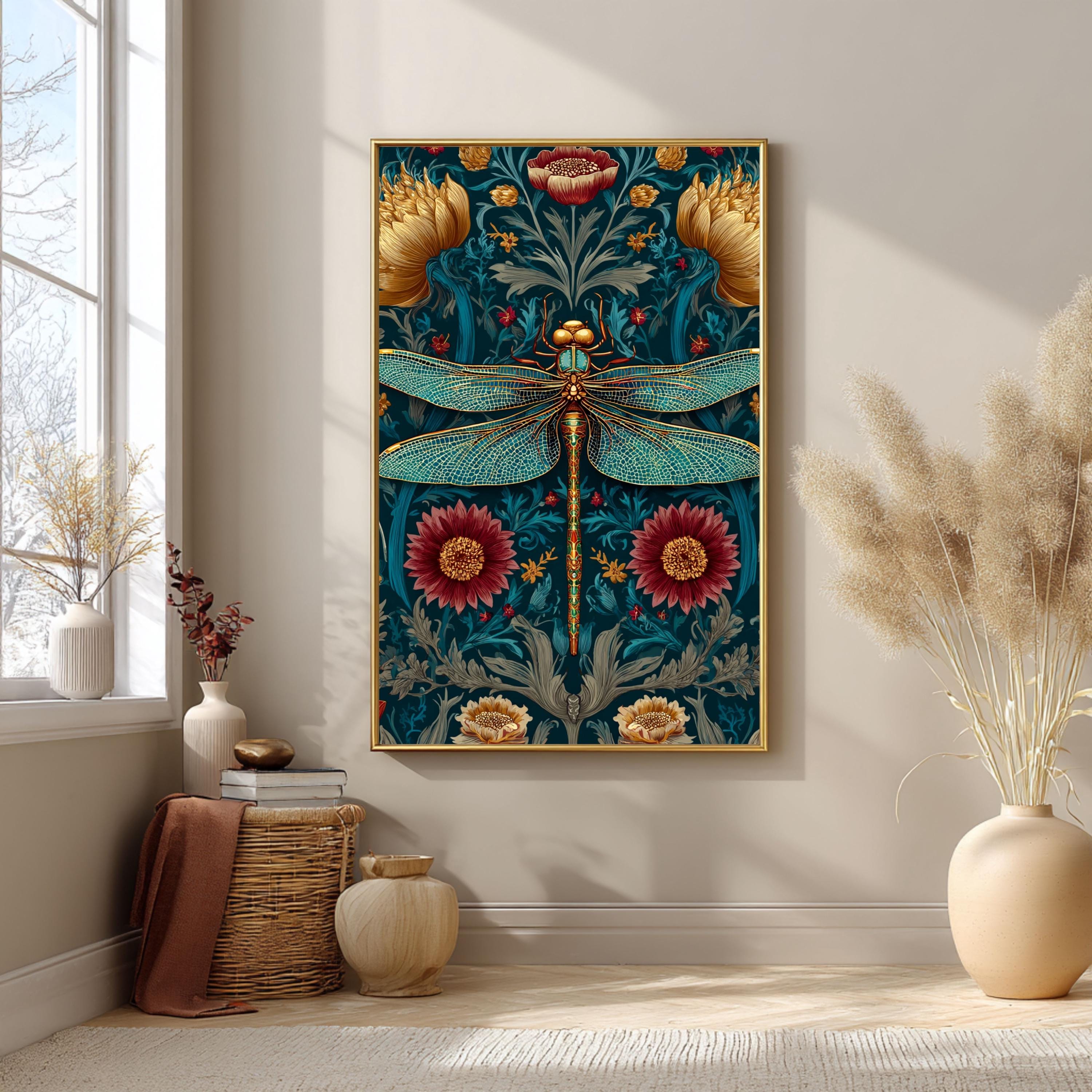 Dragonfly William Morris Style Canvas | Intricate Arts & Crafts ...
