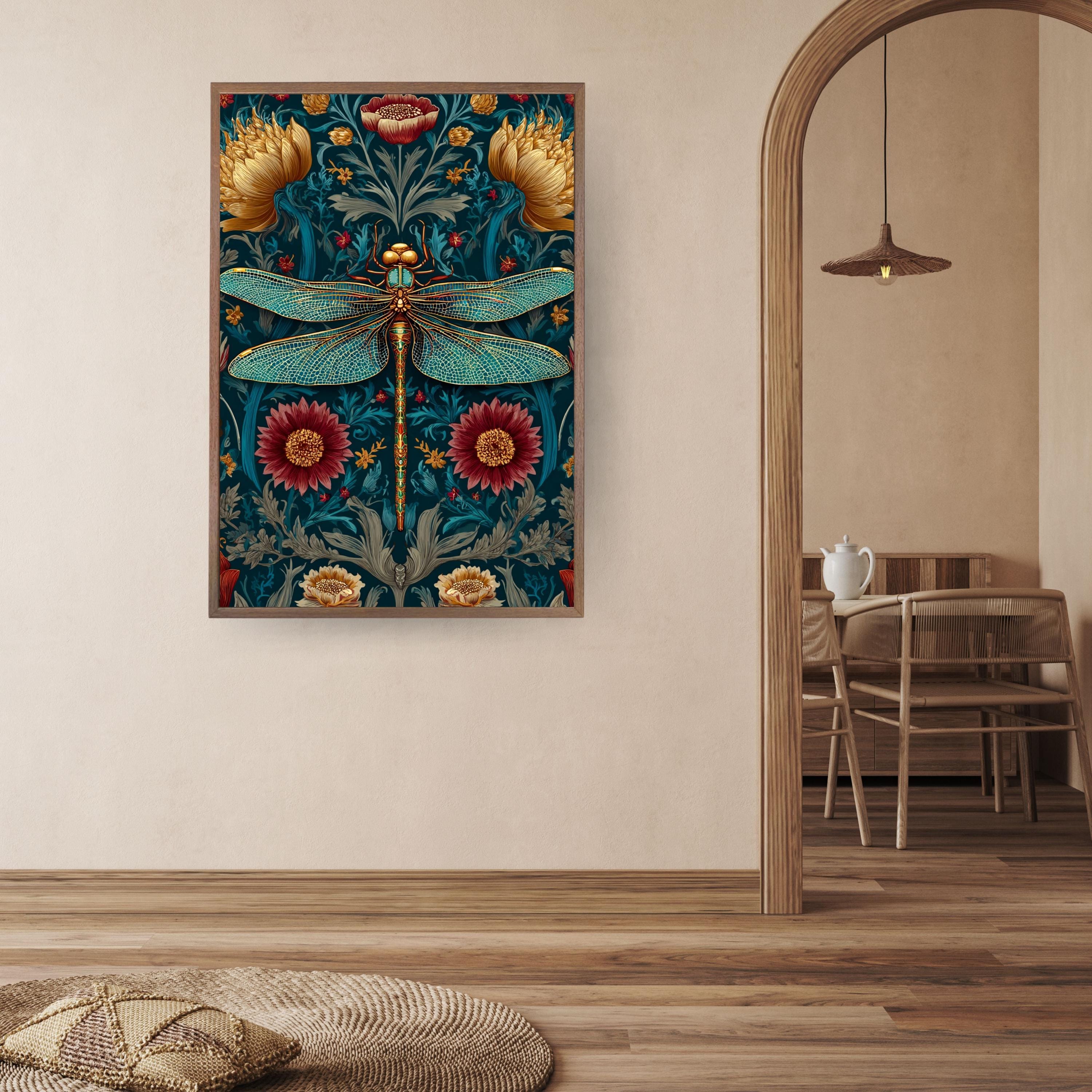 Dragonfly William Morris Style Canvas | Intricate Arts & Crafts ...