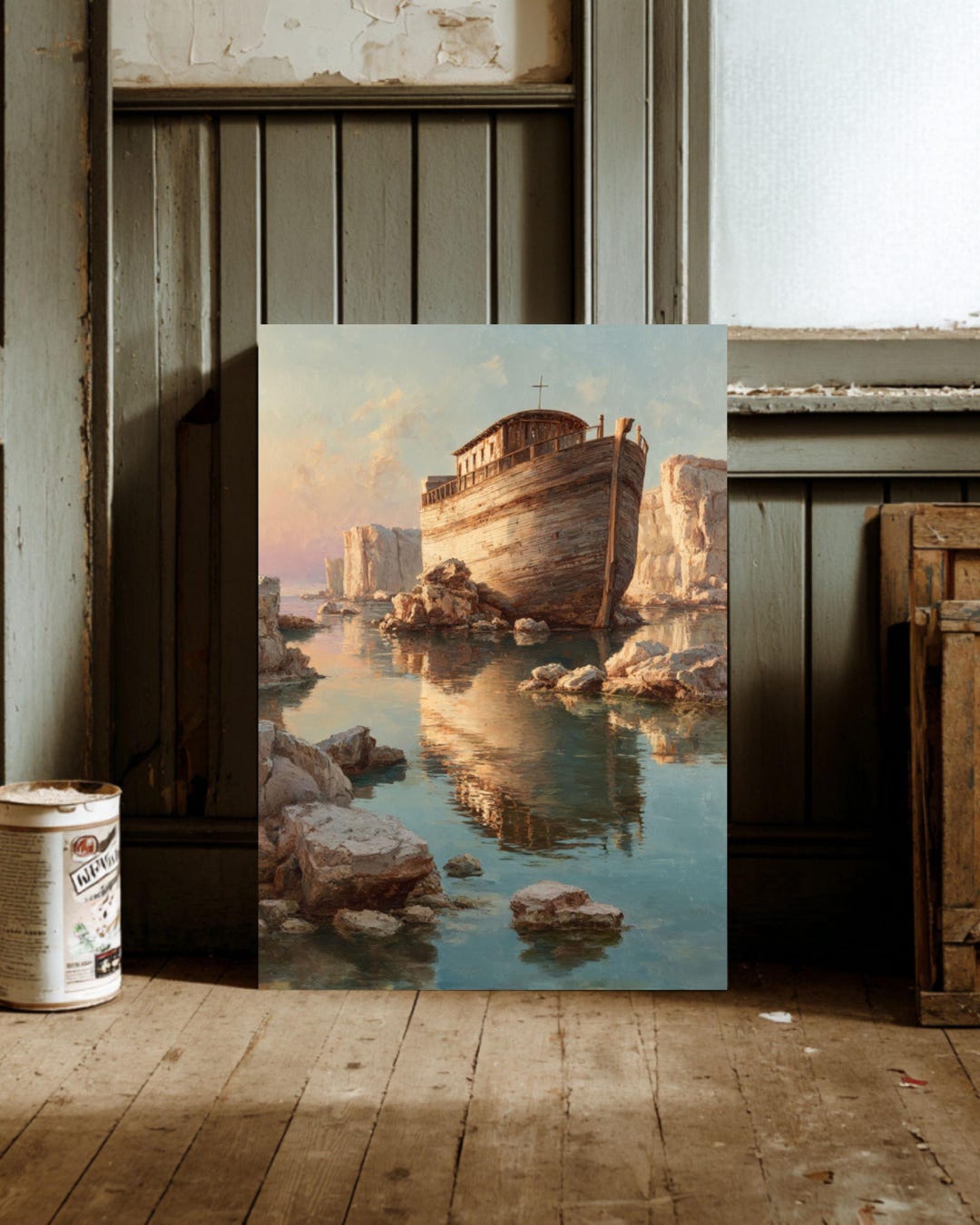 Bible Wall Art, Noah’s Ark Oil Painting, Religious Wall Art, Biblical ...