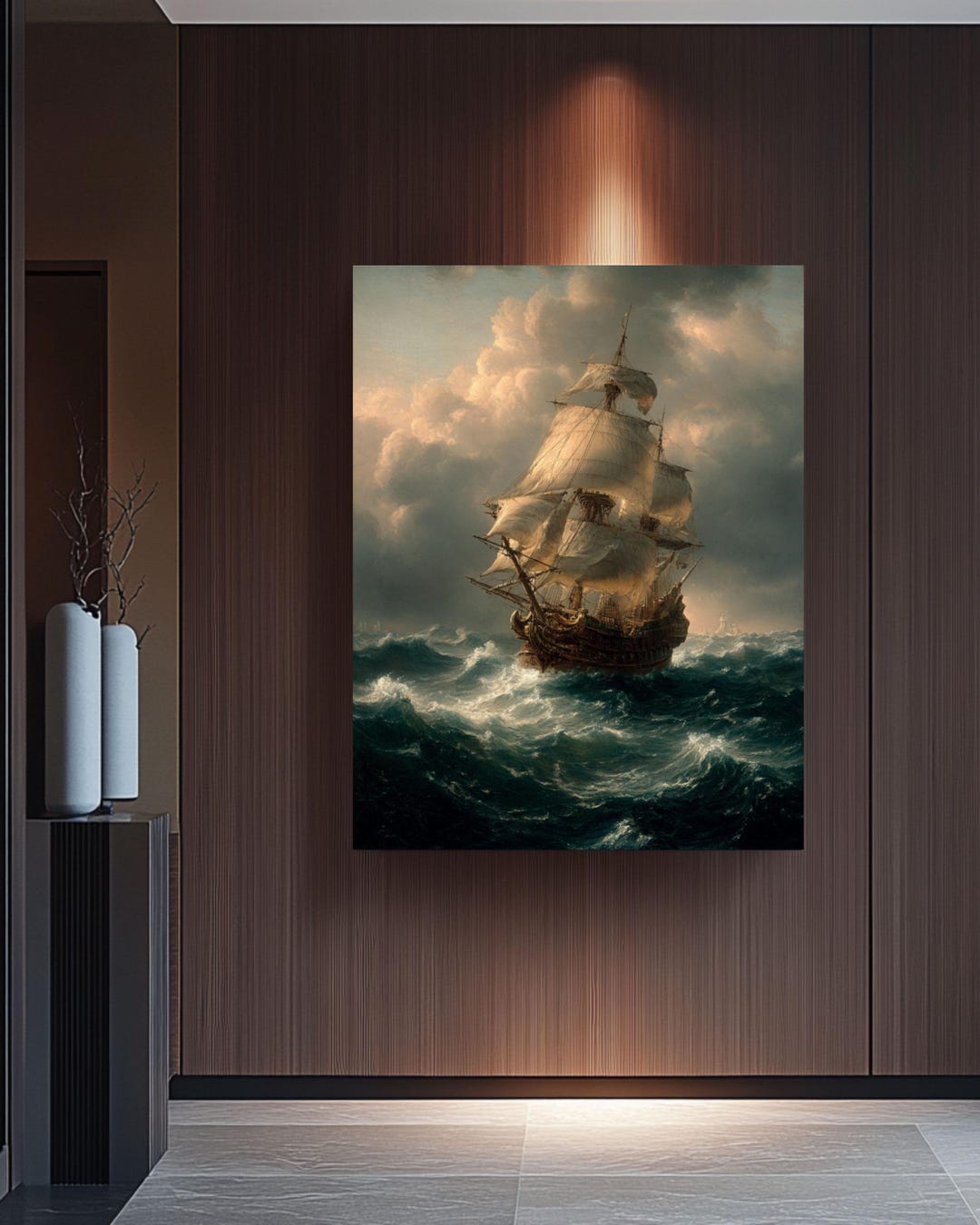 Baroque Ship in Storm Art Print: Dramatic Nautical Seascape - Etsy