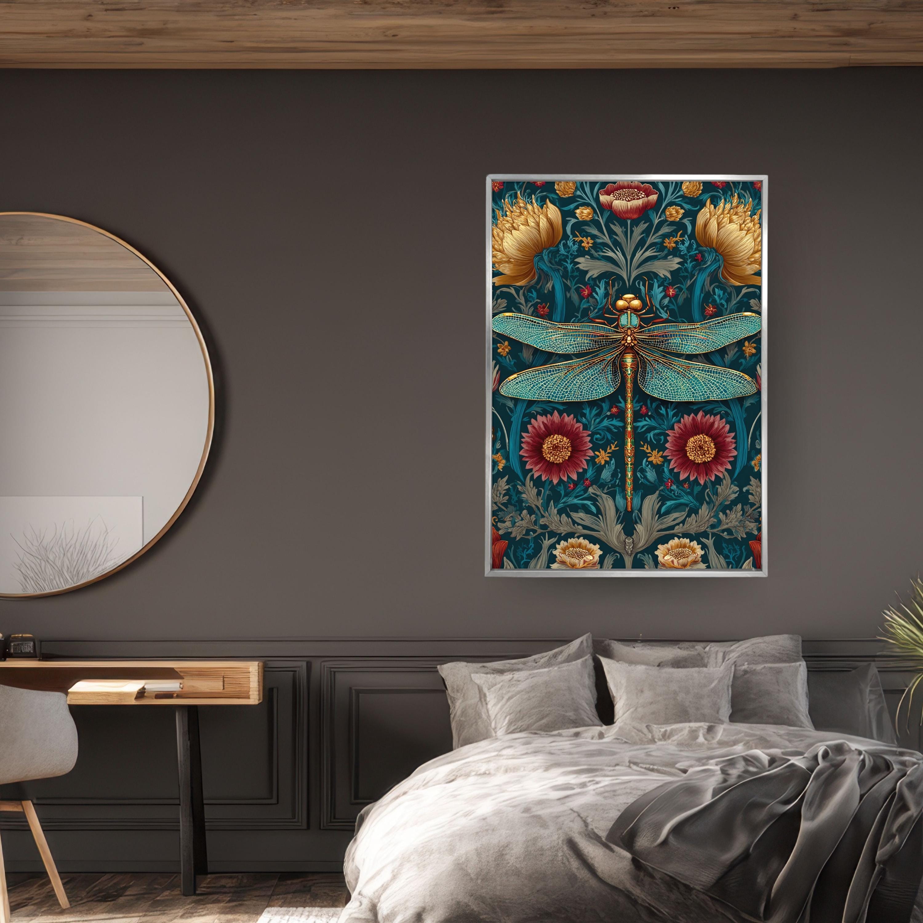 Dragonfly William Morris Style Canvas | Intricate Arts & Crafts ...