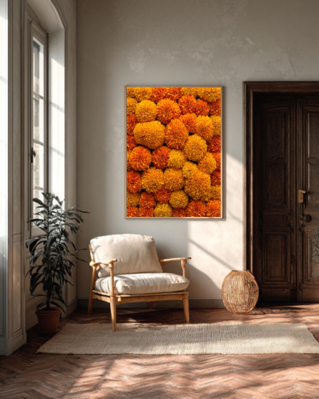 Marigold Floral Art Print: Vintage Botanical Illustration - Etsy