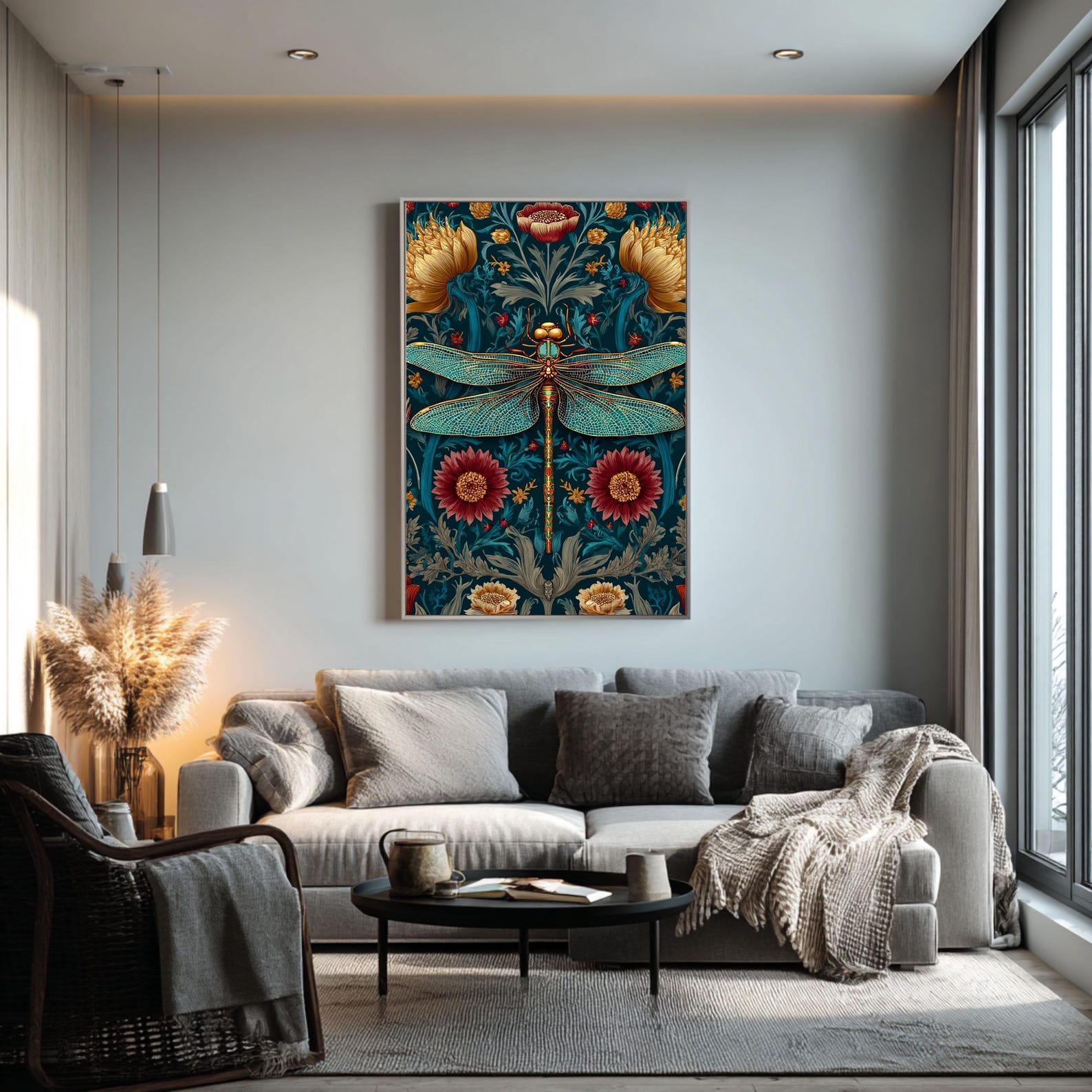 Dragonfly William Morris Style Canvas | Intricate Arts & Crafts ...