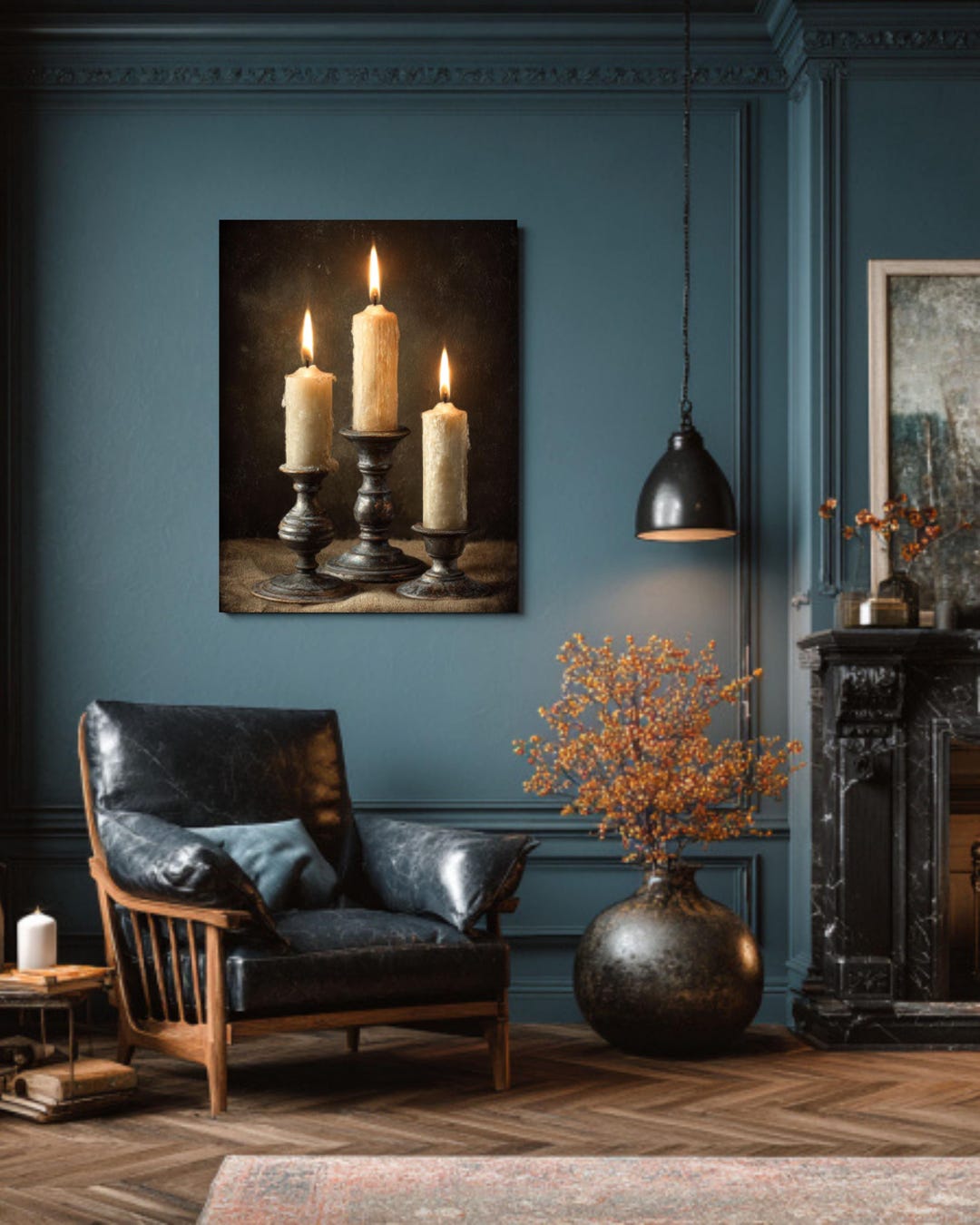 Moody Candlelight Oil Painting: Old Masters Style Sepia Décor, Canvas ...