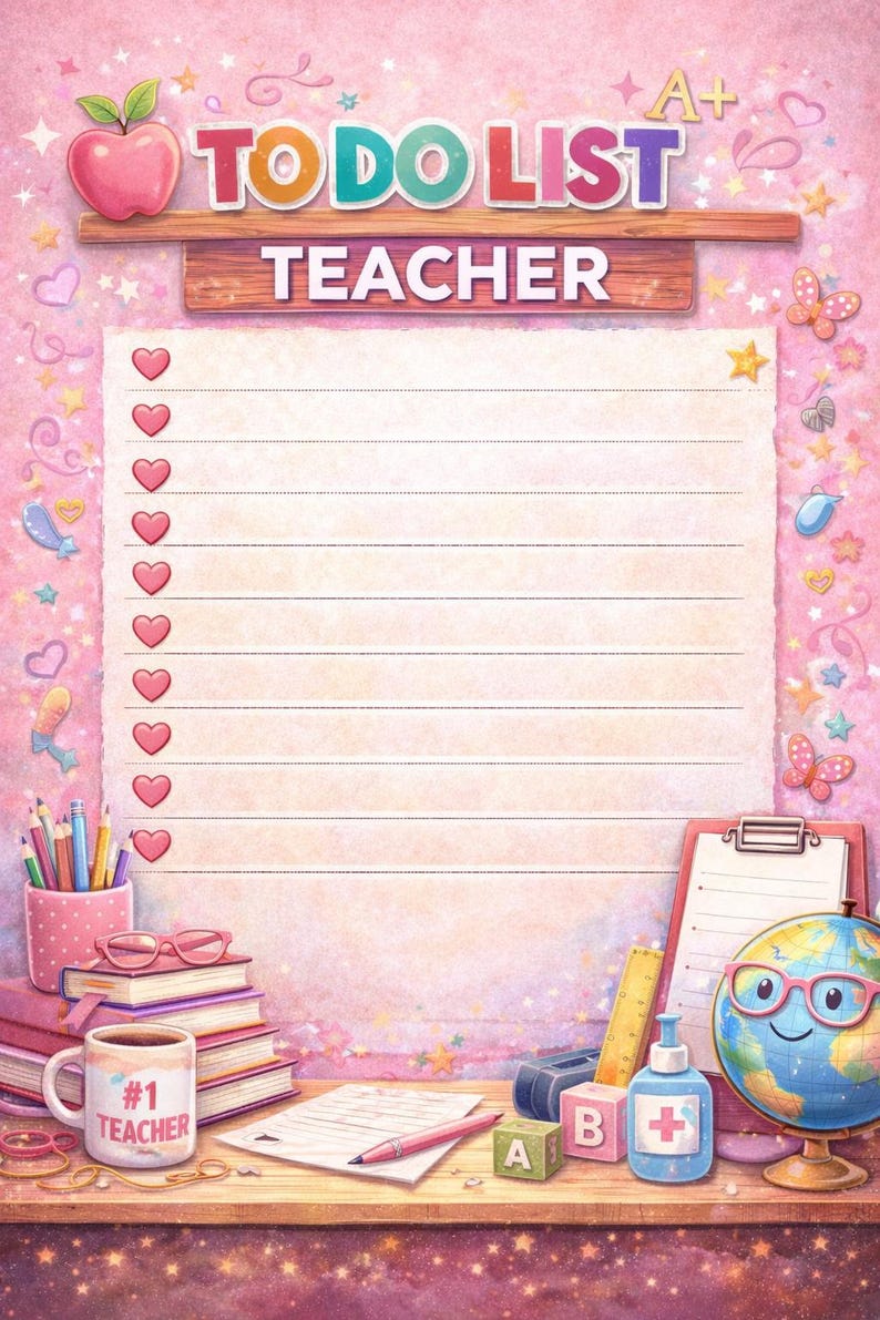 Pastel Teacher To-do List Printable | Classroom Task Planner (digital ...