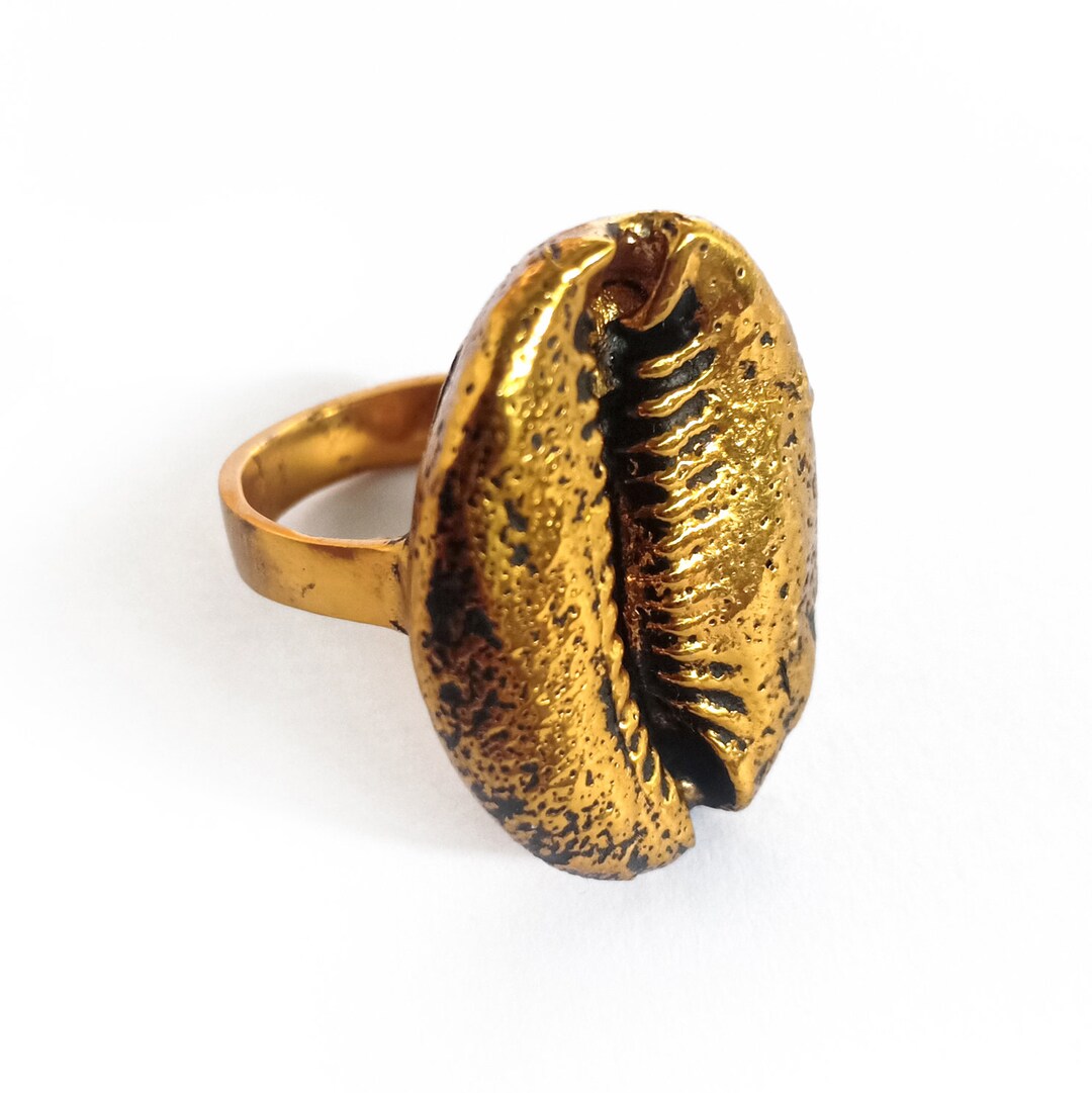 Cowrie Shell Ring, Gold Shell Ring, Seashell Ring, Shell Jewelry, Gold ...