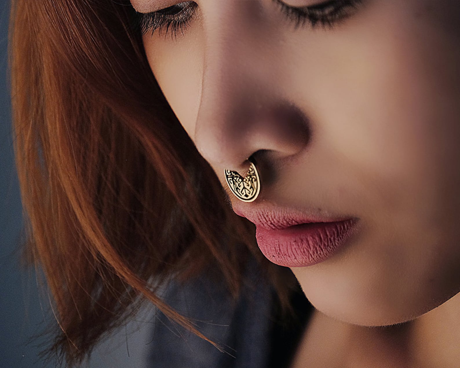 Gold Septum Gold Septum Ring Tribal Septum Gold Nose Ring - Etsy