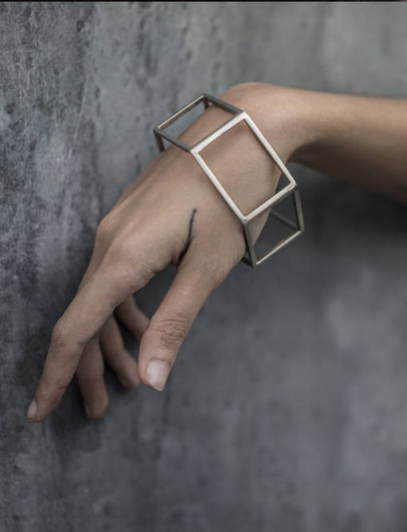 Gold Hexagonal Bangle Brass Bangle Minimal Geometric Bangle | Etsy