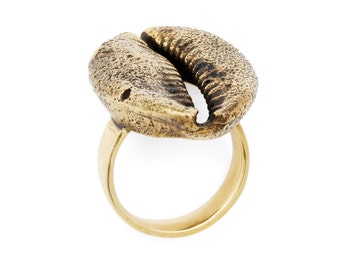 Gold Cowrie Shell Ring - Etsy