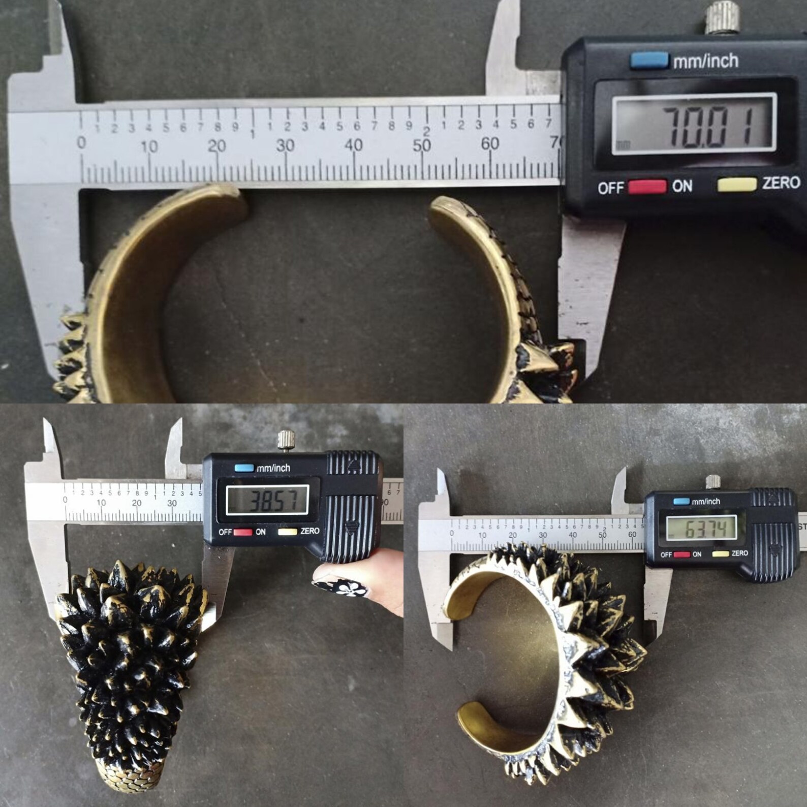 Spike Cuff Gold Spike Cuff Chunky Metal Cuff Punk Spike | Etsy