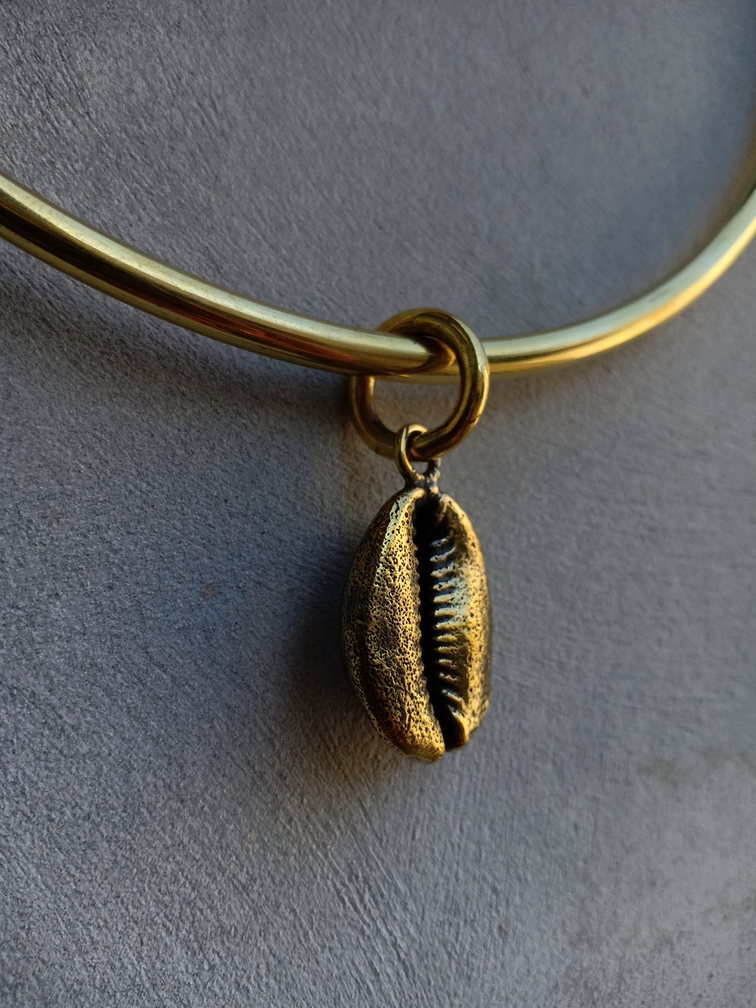 Cowrie Shell, Shell Pendant, Brass Pendant, Long Chain, Long Necklace ...
