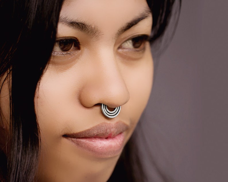 Septum Ring Sterling Silver Nose Ring Tribal Septum Septum Etsy