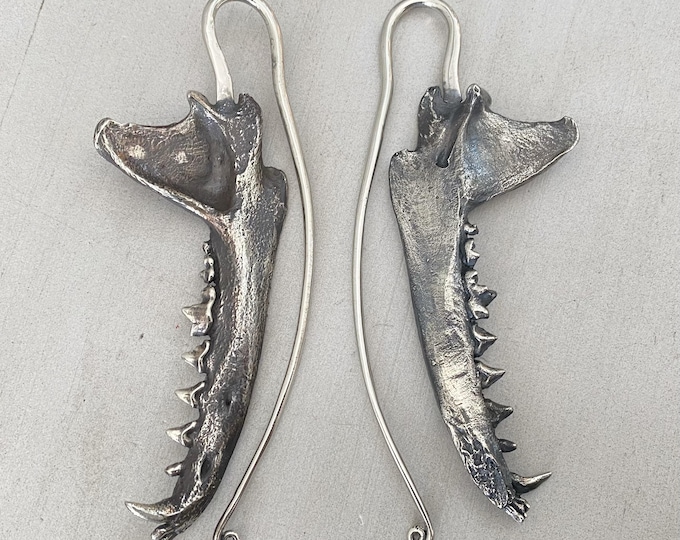 Gauged Silver Ear Weights, Coyote Jaw Weights, Silver Ear Hanging ...
