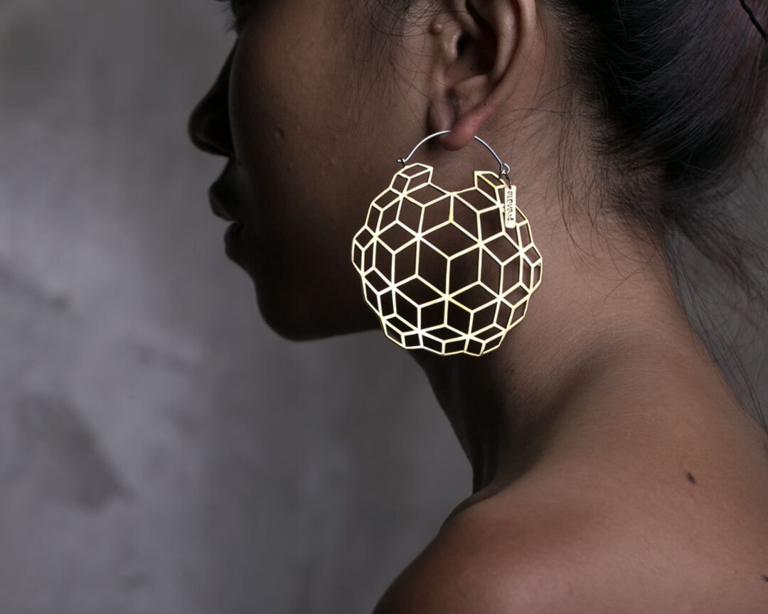Geometric Earrings, Boho Earrings, Big Hoops, Tribal Earrings, Optical ...