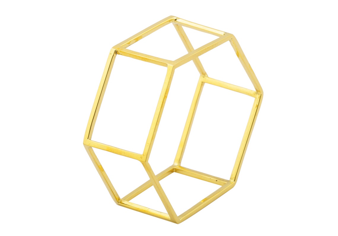 Gold Hexagonal Bangle Brass Bangle Minimal Geometric Bangle | Etsy